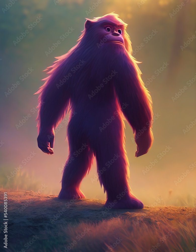 3D rendered Sasquatch (Bigfoot) with cute kawaii look like modern ...