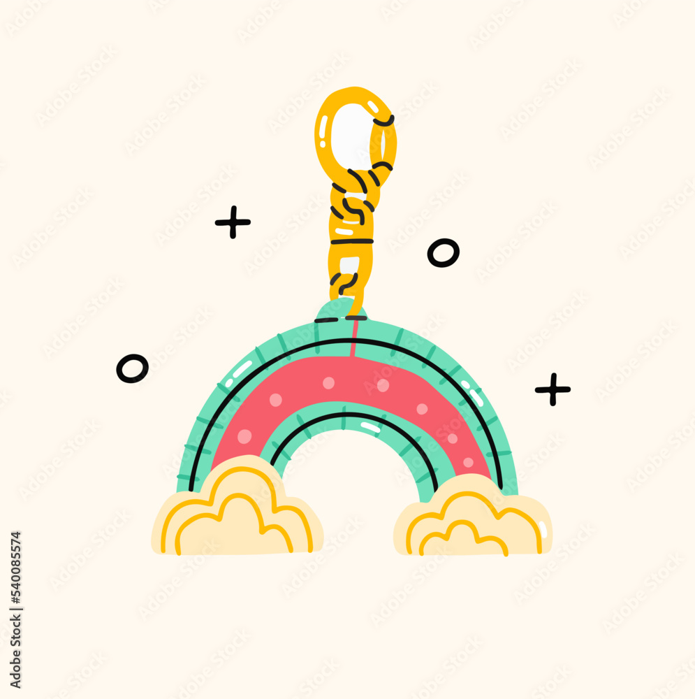 Cute Keychains. Modern key with pendant. Hand drawn Kawaii Vector ...