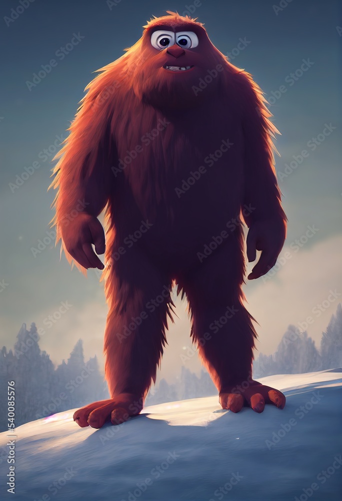 3D rendered Sasquatch (Bigfoot) with cute kawaii look like modern ...