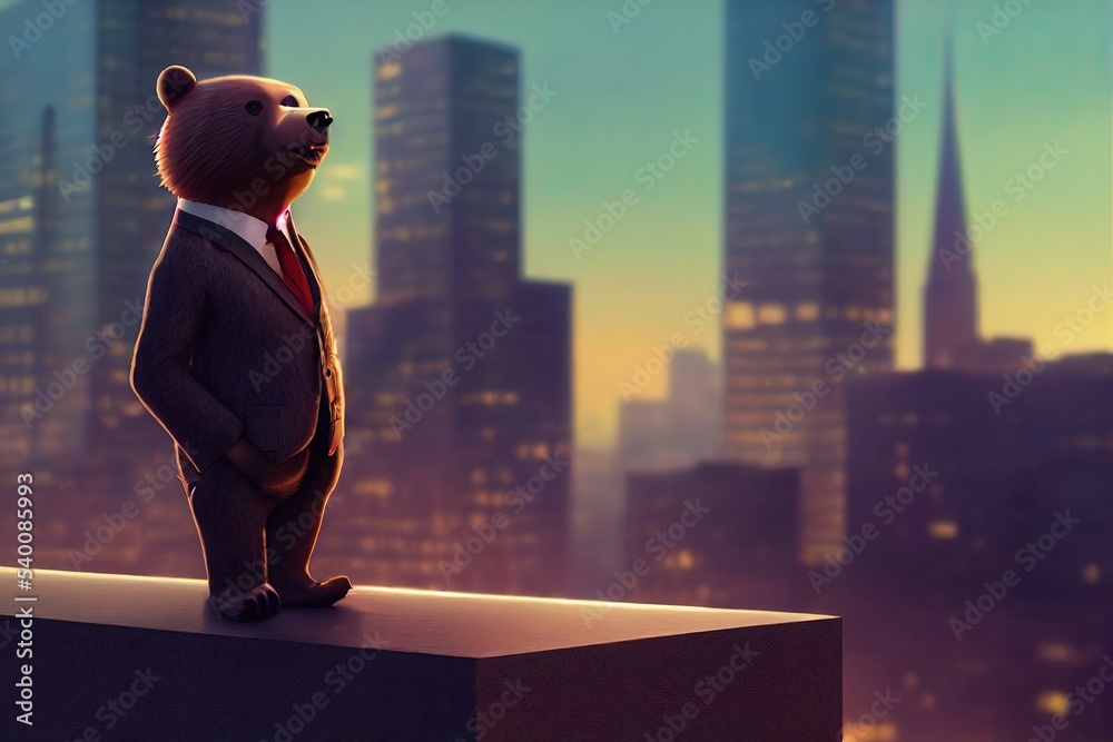 3D rendered Wall Street Bear with cute kawaii look like modern ...