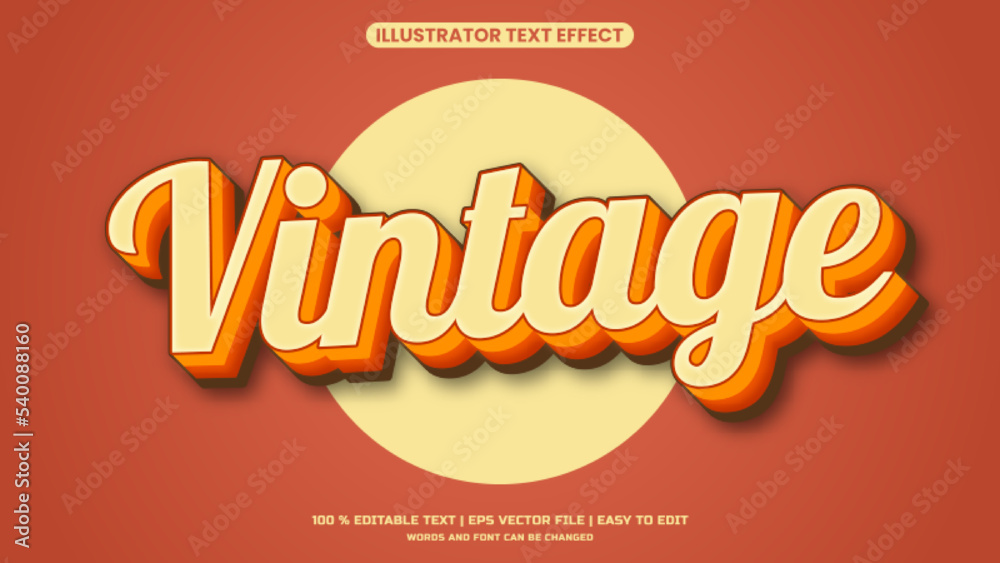 Classic vintage retro text style, editable text effect design template ...