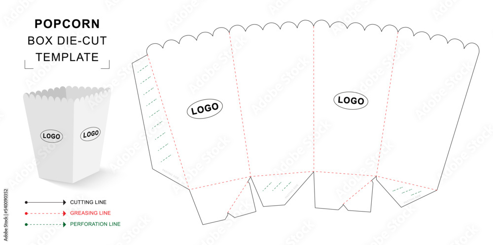 Popcorn box die cut template Stock Vector | Adobe Stock