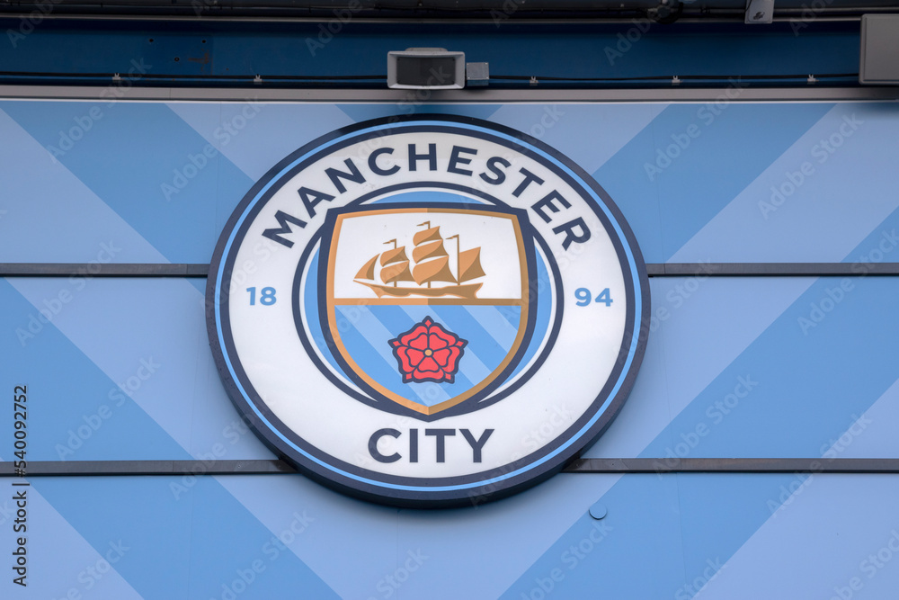 Logo Manchester City Football Club At Manchester England 2019 Stock ...