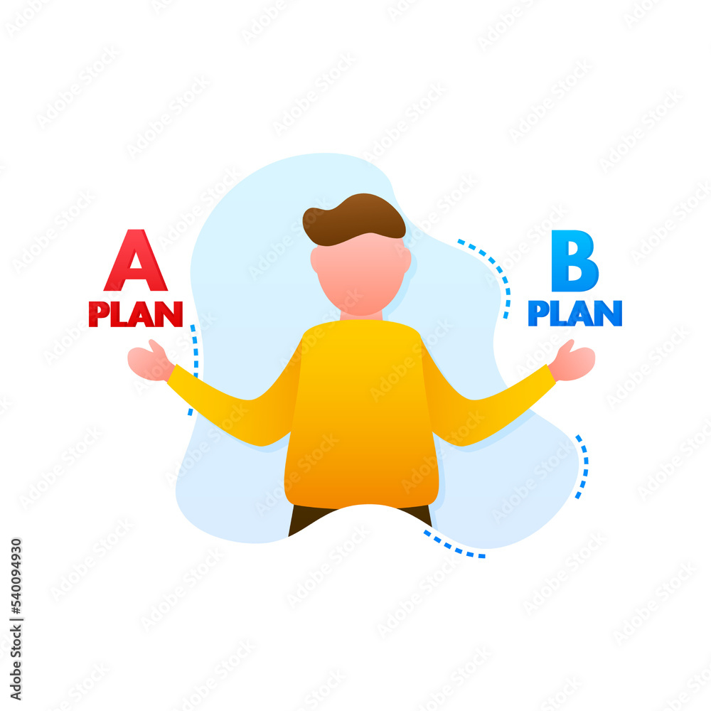Man choosing between two options. Plan A nad B. Vector stock ...