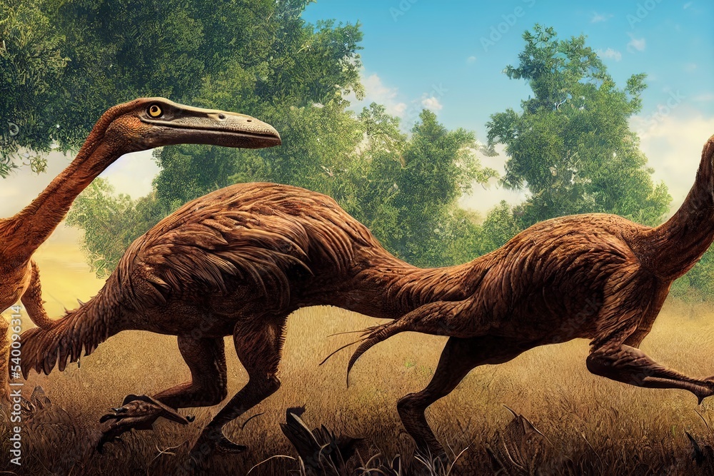 ภาพประกอบสต็อก Gallimimus, fast running theropod dinosaur that lived ...