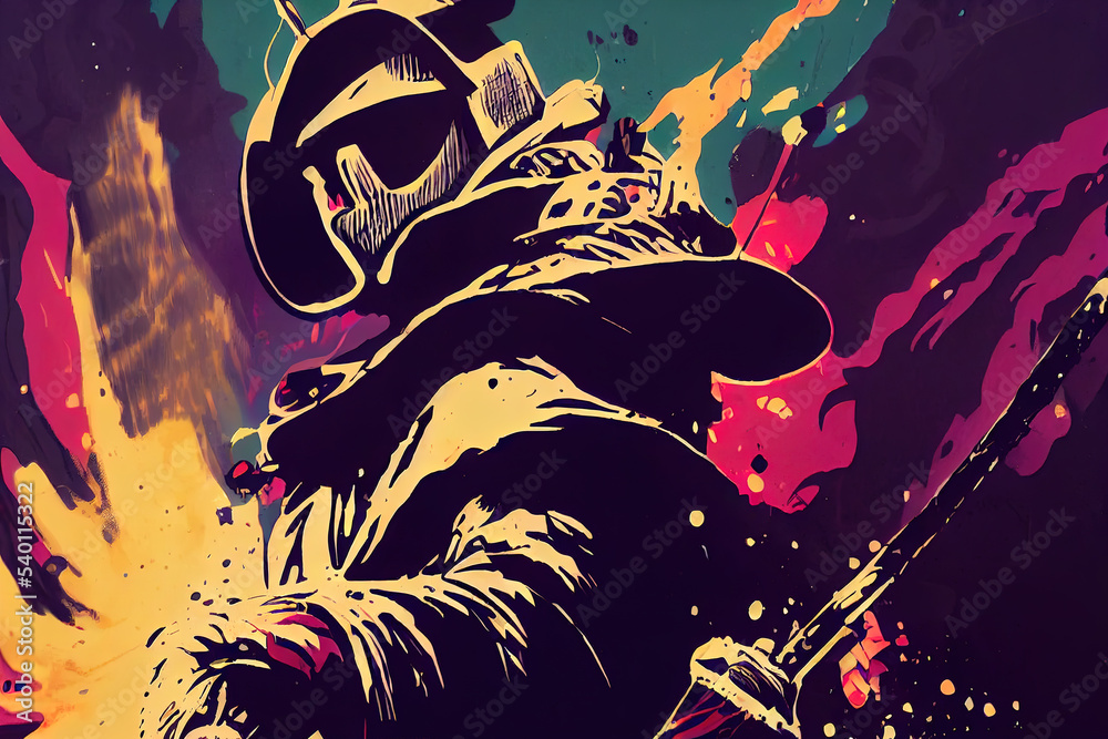 Alien warrior, cyborg, robot. Space portal hero in anime style Stock ...