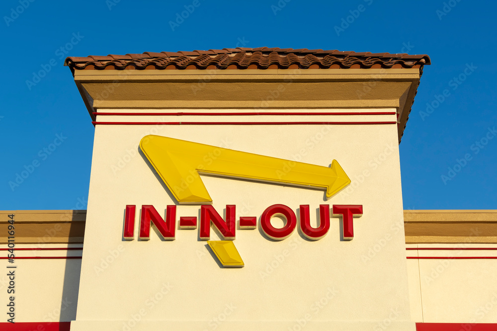 In-N-Out Burger sign, on August 12, 2022, Menifee, California. In-N-Out ...