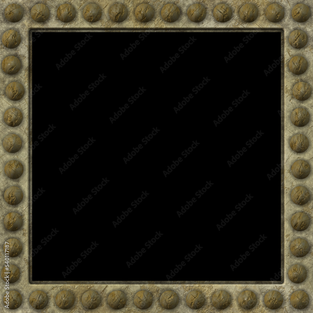 Rusty riveted square metal frame ring with rivet joints seamless ...