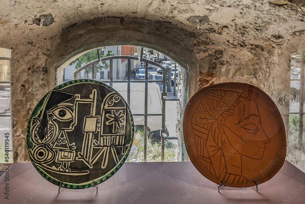 National Picasso Museum in the Chateau de Vallauris: various ceramic ...