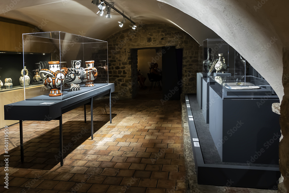 National Picasso Museum in the Chateau de Vallauris: various ceramic ...