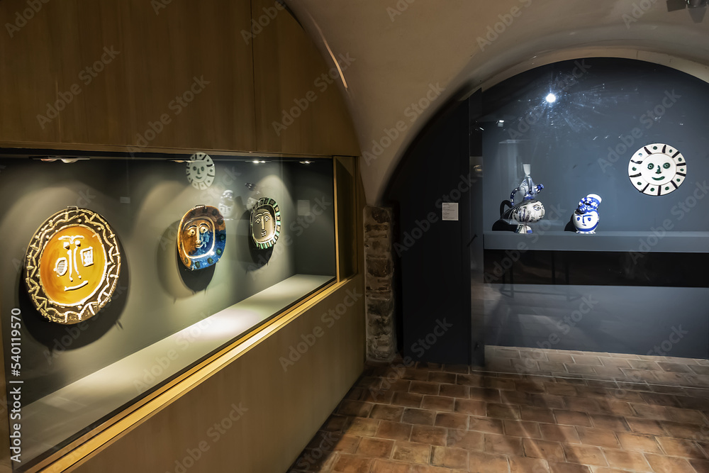 National Picasso Museum in the Chateau de Vallauris: various ceramic ...