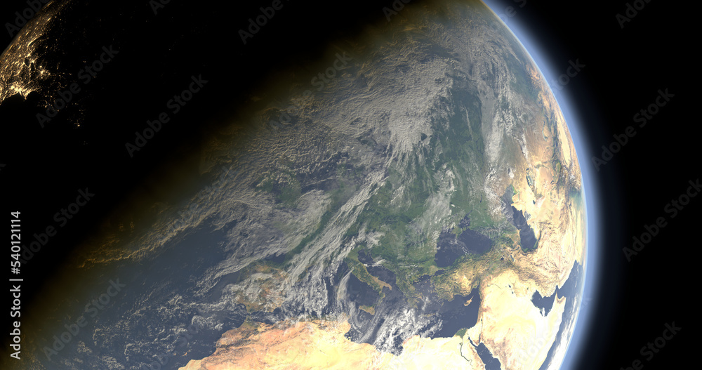 Planet Earth view from space of Europe, Ukraine and Russia with clouds ...