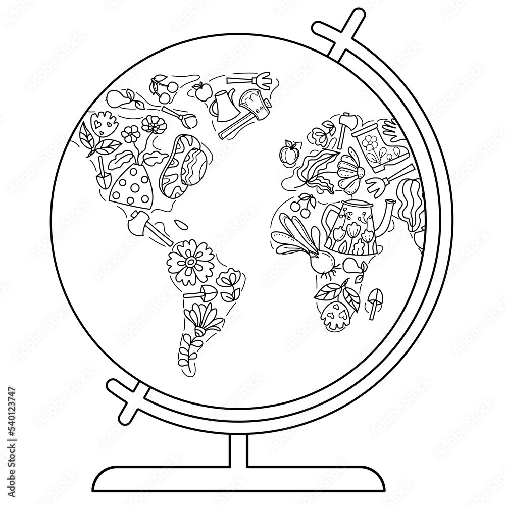 Love our planet, there is no planet B. Hand drawn coloring page for ...
