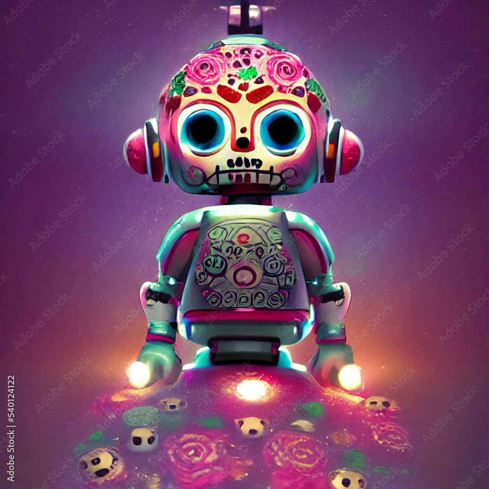 Portrait of a Cute Robot attending the Day of the Dead Festival ...