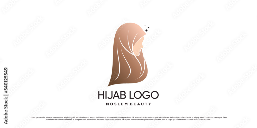 Muslim women logo design template wearing hijab with modern concept and ...