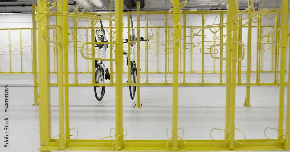 Bicycle depot in modern office or residential complex. Bike storage ...