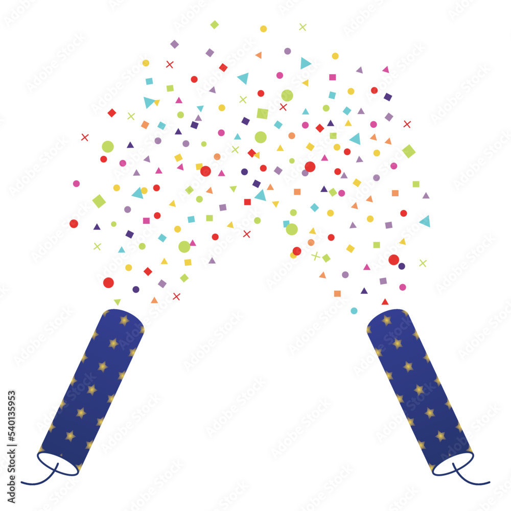 Stockvector firecracker confetti set paper birthday. cute party popper illustration set ...