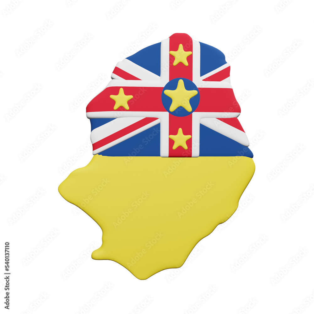 PNG 3D Rendering of Niue Flag Map Stock イラスト | Adobe Stock
