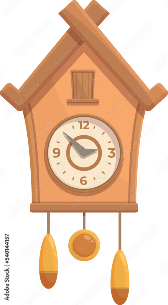 Gold Cuckoo Clock icon cartoon vector. Old watch. Hour bird Stock ...