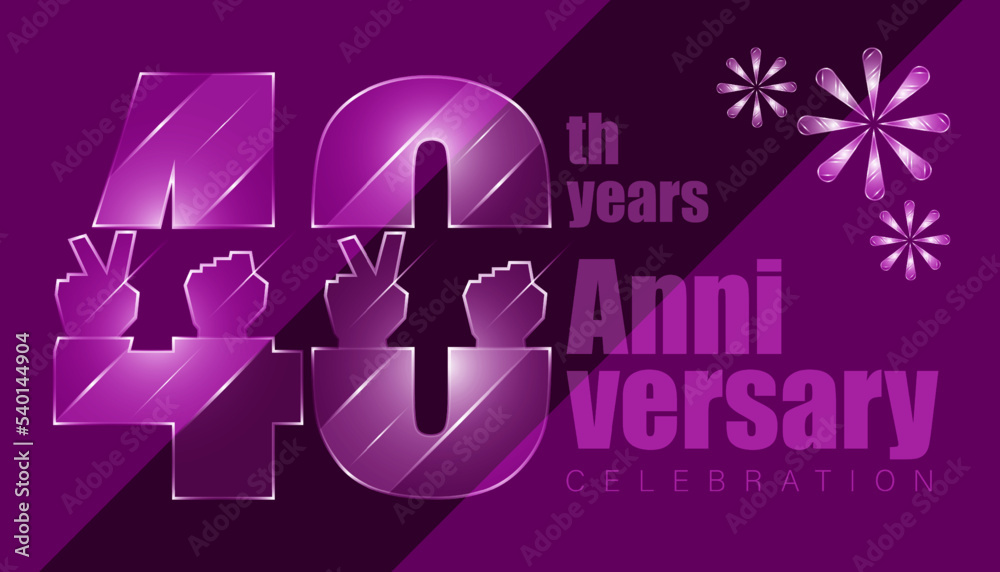 Purple poster design of 50th anniversary, luxury character inside with ...
