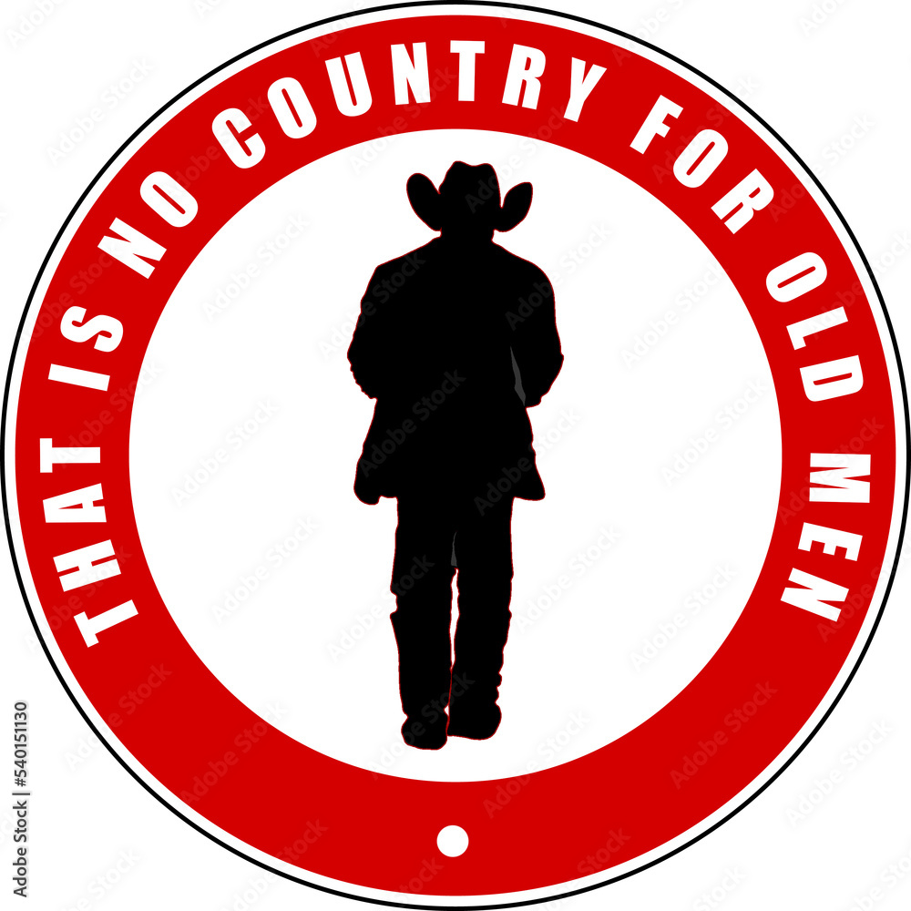 Prohibition road sign No entry for cowboys ahead. Funny fictional road ...