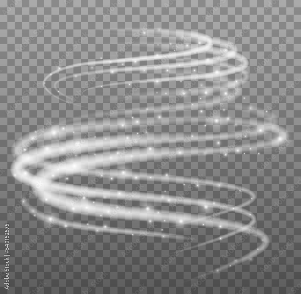 Dynamic swirl lines on transparent background. White vortex tornado ...