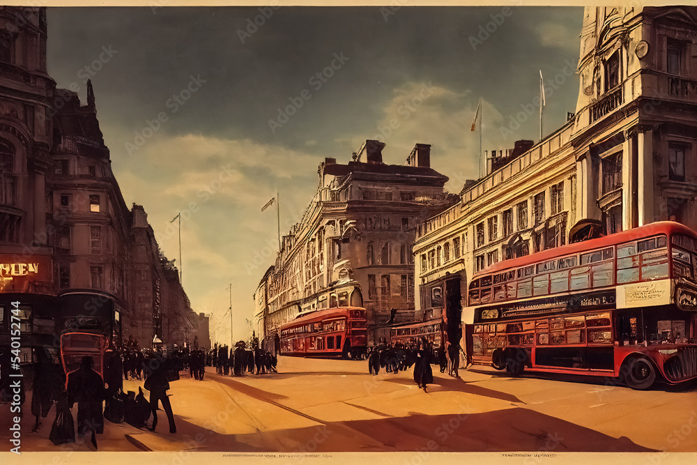 Historic recreation of London in the 1920's. Historical retro ...