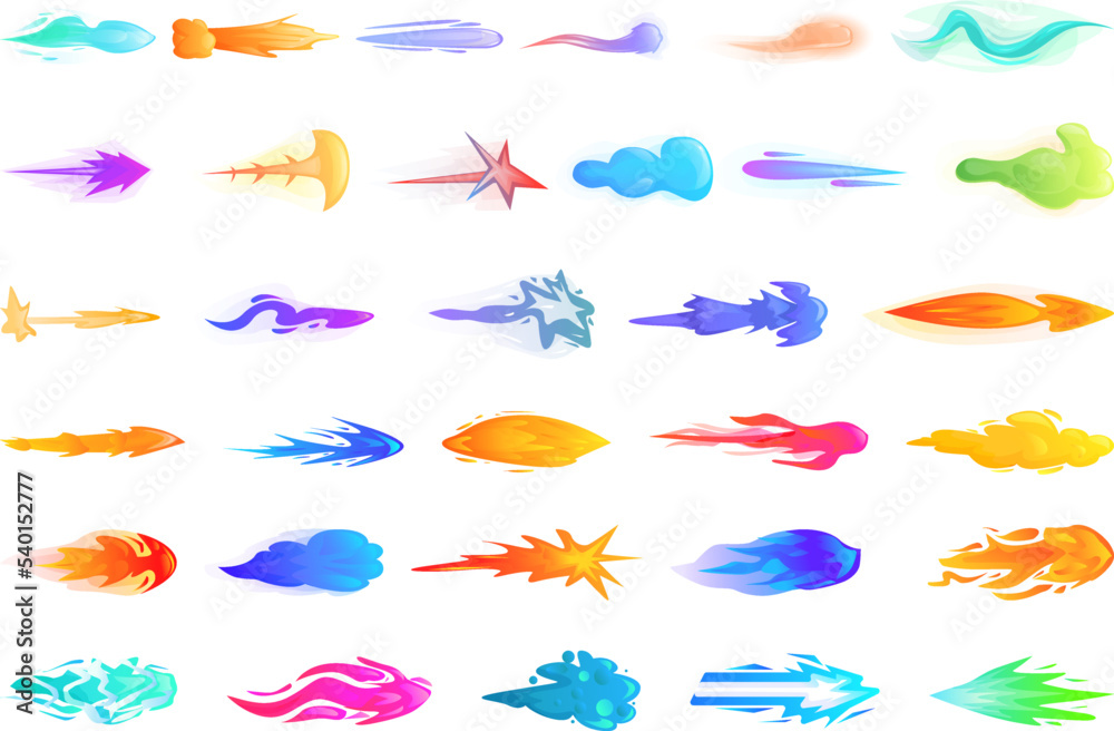 Laser gun beam icons set cartoon vector. Toy gun. Space alien Stock ...