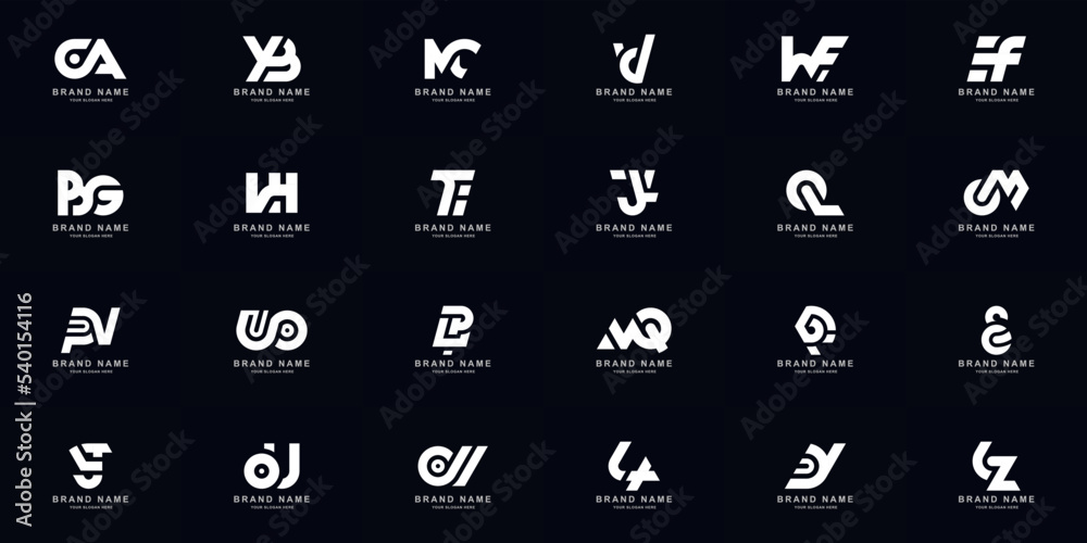 Collection full set abstract combine letter a - z monogram logo design ...