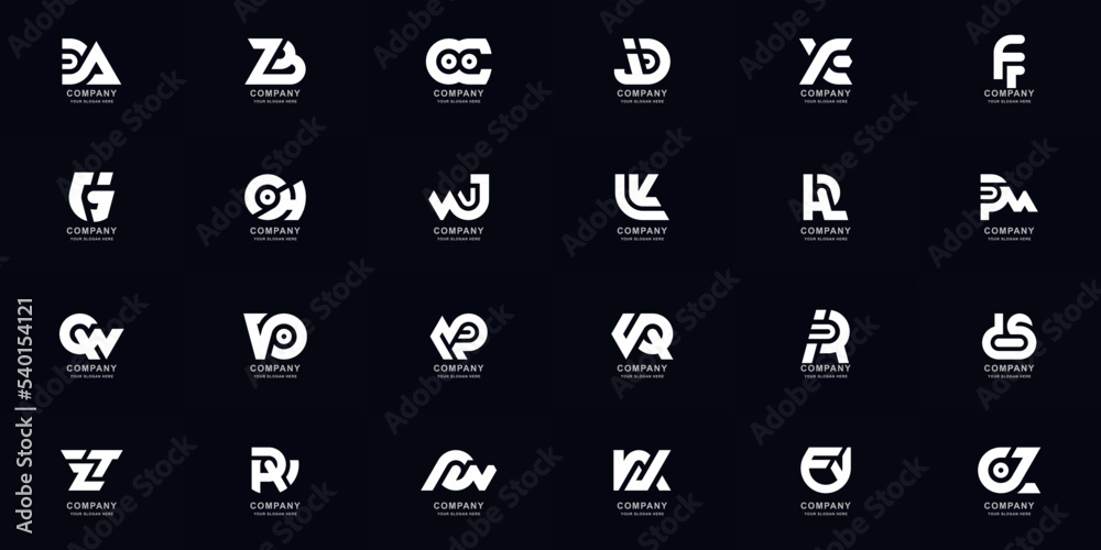 Collection full set abstract combine letter a - z monogram logo design ...