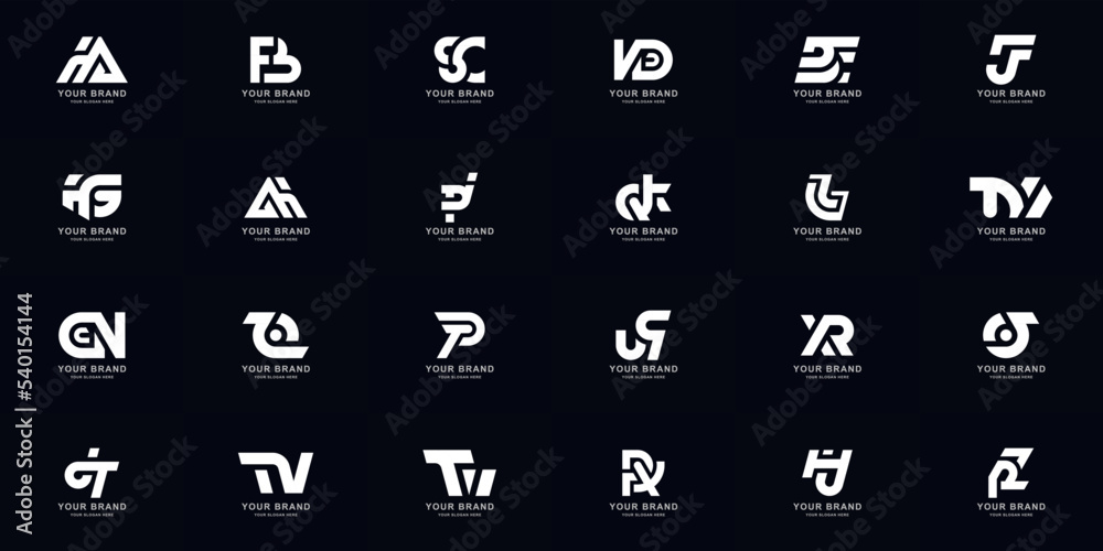 Collection full set abstract combine letter a - z monogram logo design ...