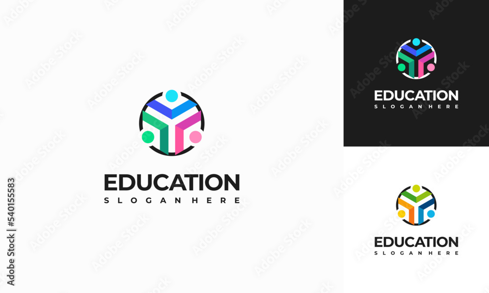 Education logo designs concept vector, People and Book logo symbol icon ...