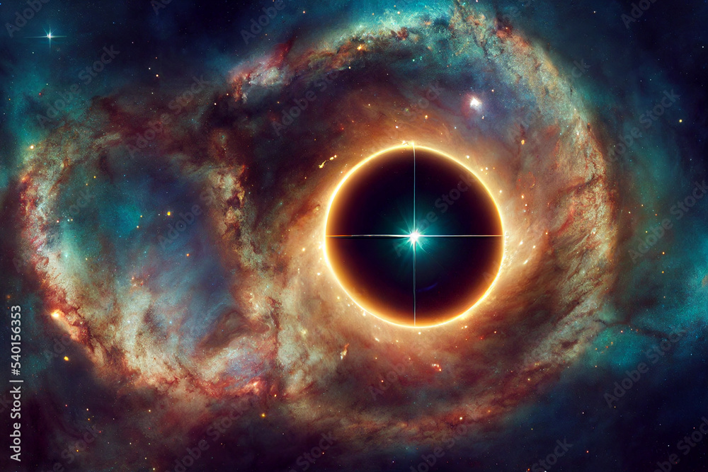 Cartwheel Galaxy, shiny and concept art Space background. generative ai ...