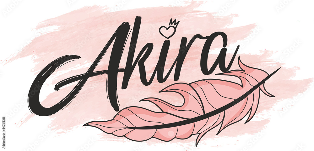 Akira name logo transparent png background with feather watercolor ...