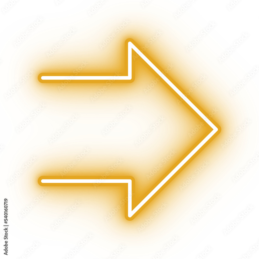 Neon yellow arrow icon, arrow icon on transparent background Stock ...