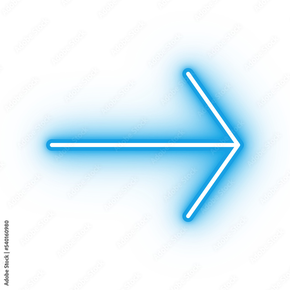 Neon blue arrow icon, arrow icon on transparent background Stock ...