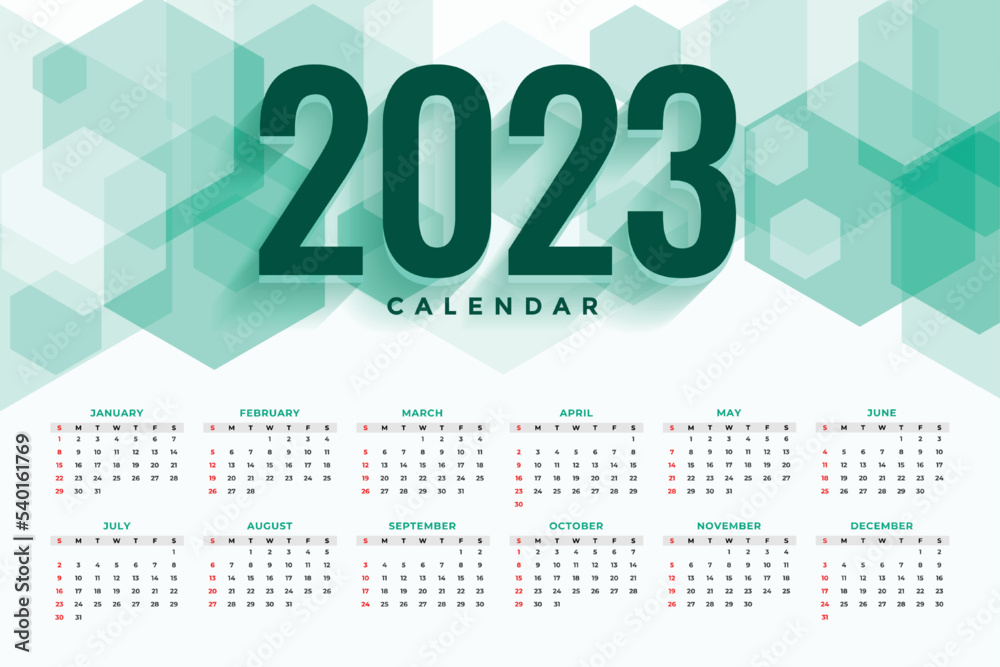 2023 event calendar template with hexagonal design Stock Vector | Adobe ...
