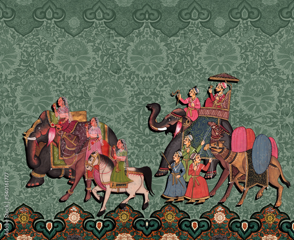 design of traditional Mughal surface pattern painted art motif ...