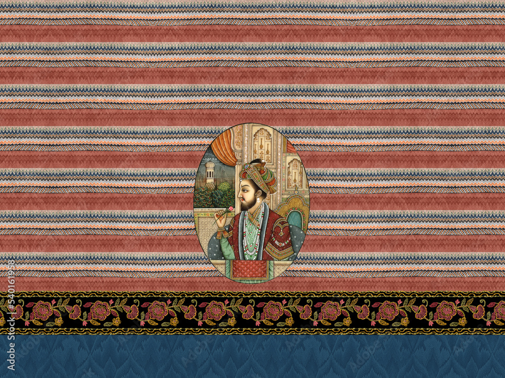 design of traditional Mughal surface pattern painted art motif ...