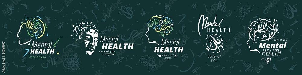 A set of vector drawn logos for mental health Stock Vector | Adobe Stock