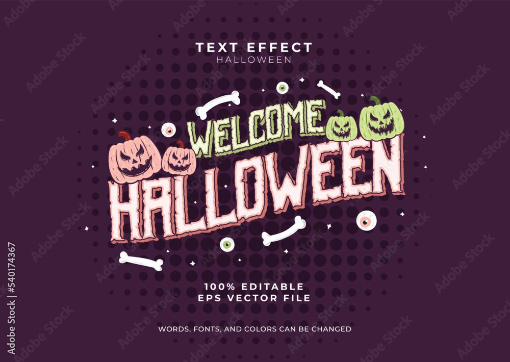 Welcome halloween horror text effect. Trendy horror text style ...
