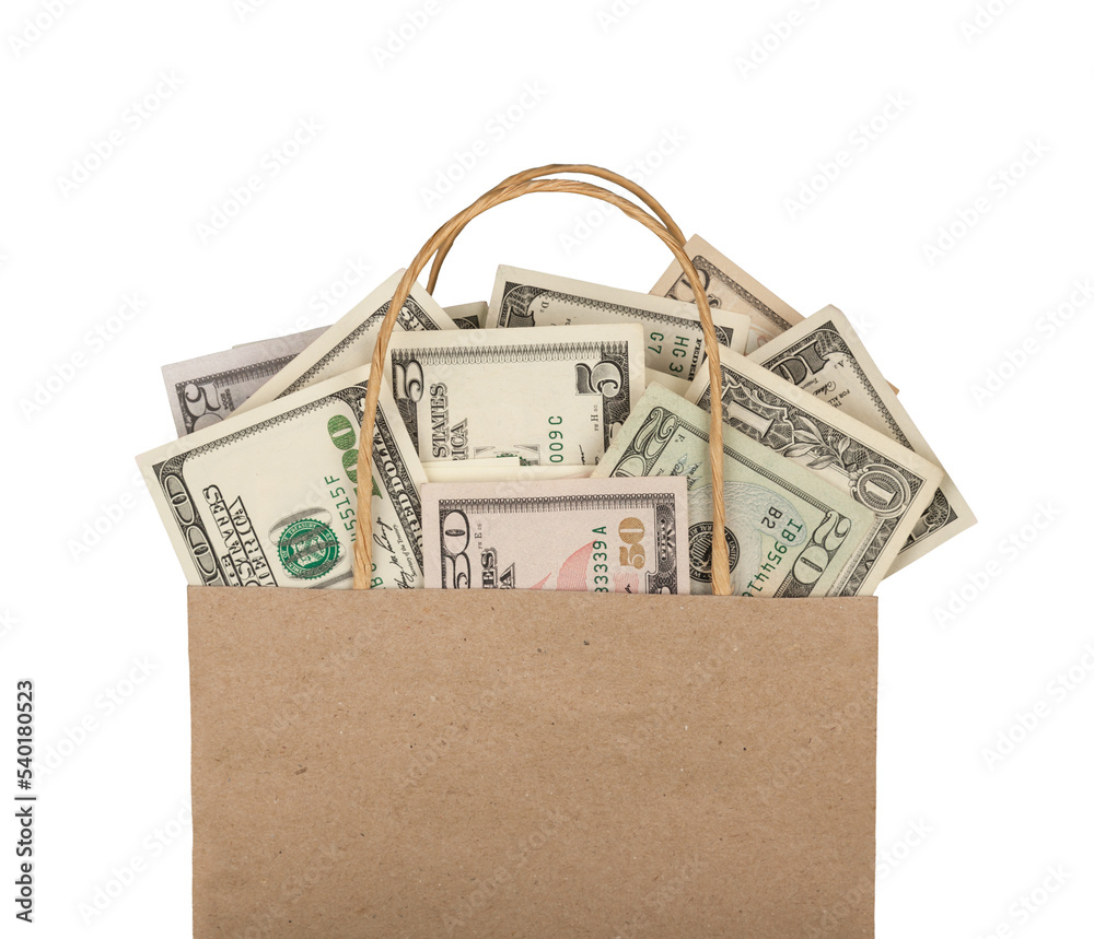Money in Brown Paper Bag - Isolated Stock Photo | Adobe Stock