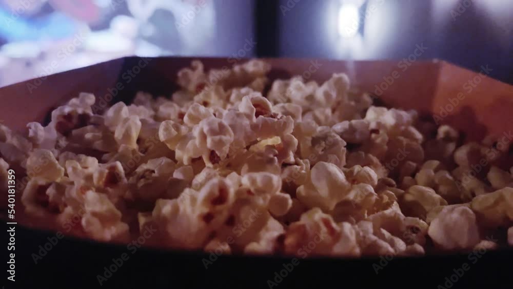 Cinema and entertainment, popcorn box in the movie theatre for tv show ...