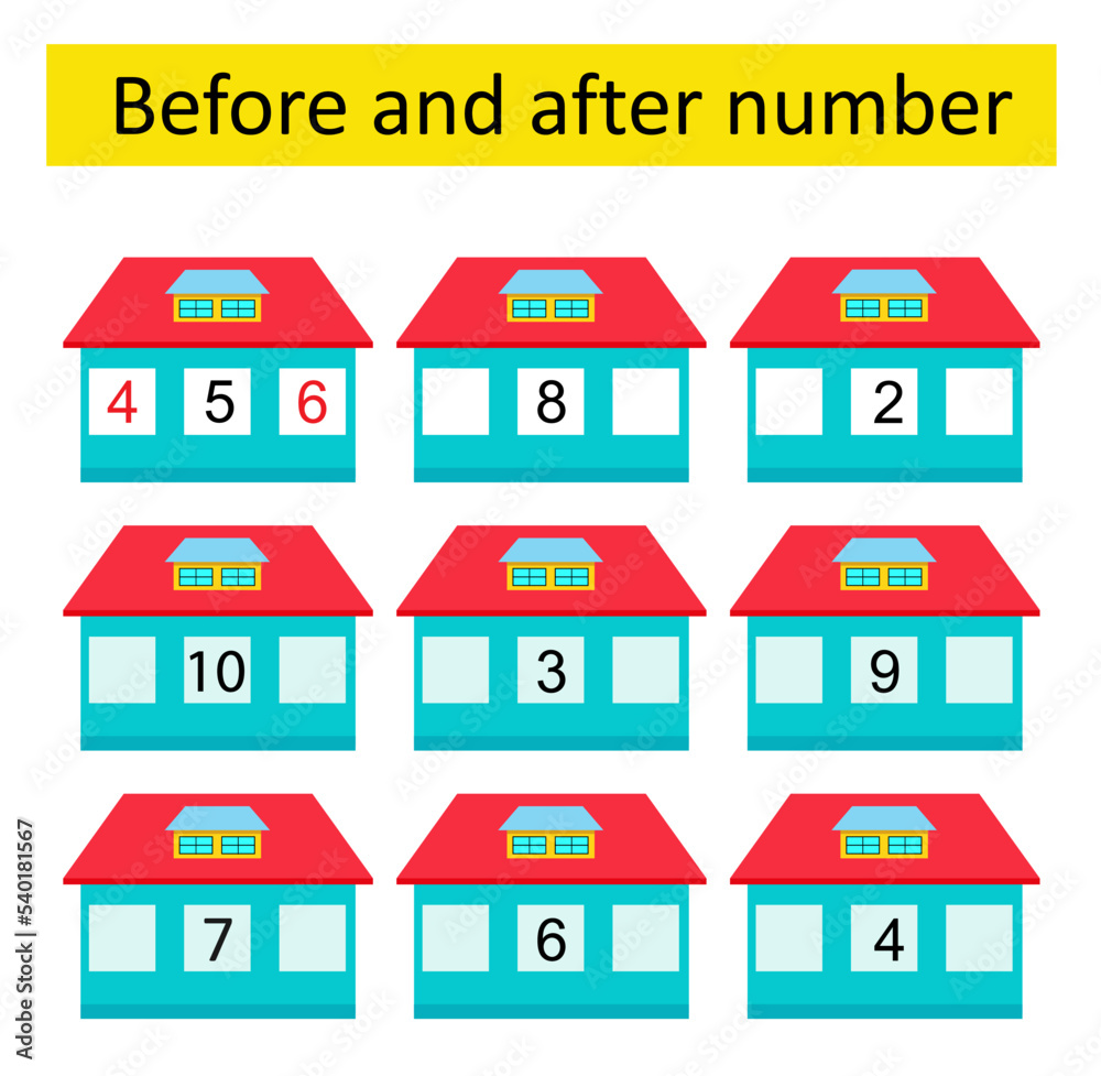 Math activity for kids. Before and after number. Developing numeracy ...