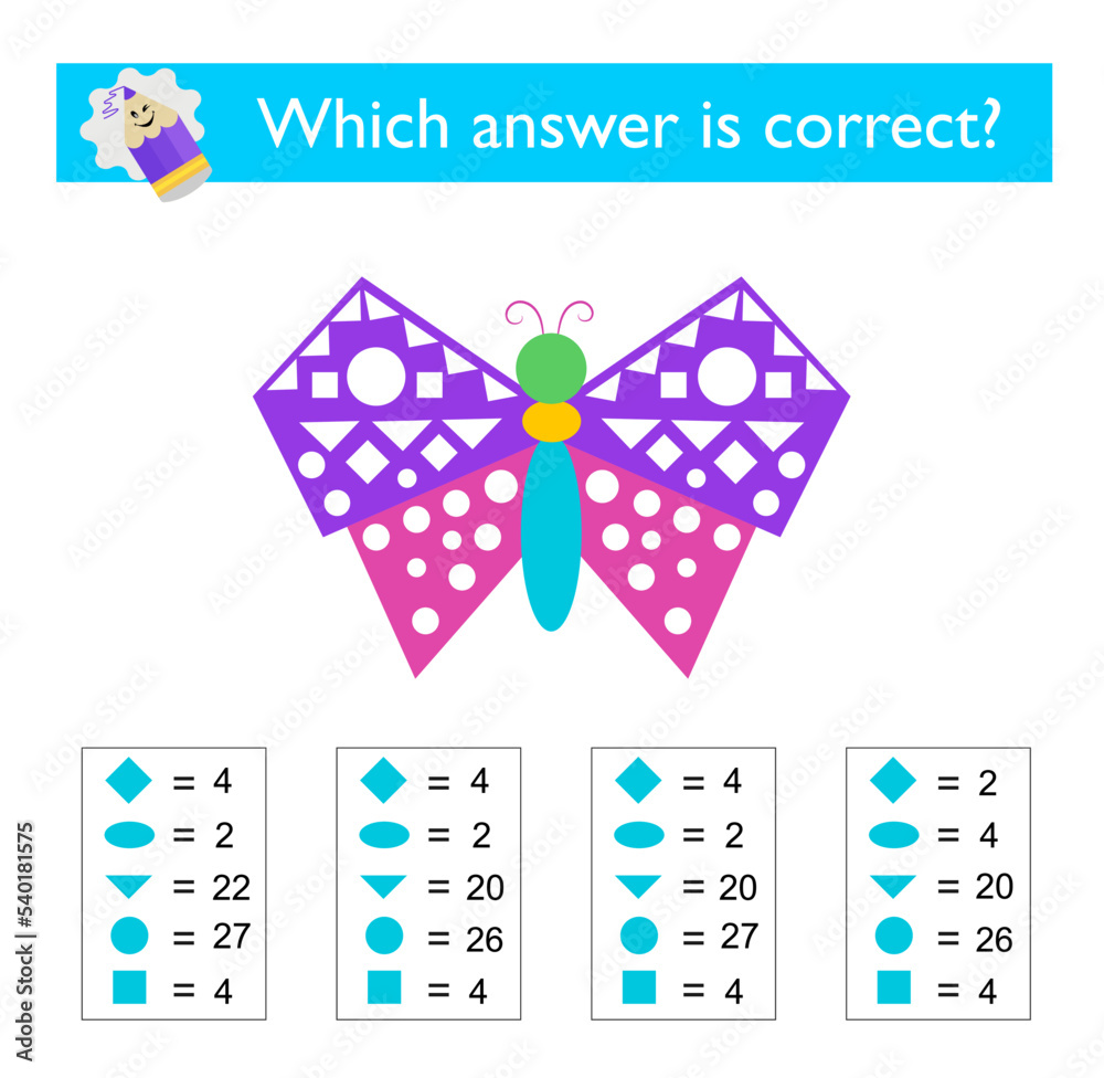 Math activity for kids. Need to find the correct answer. Preschool ...