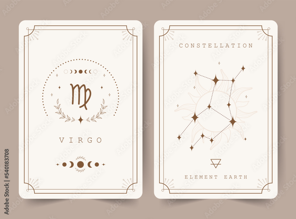 Virgo. Witchcraft cards with astrology zodiac sign and constellation ...