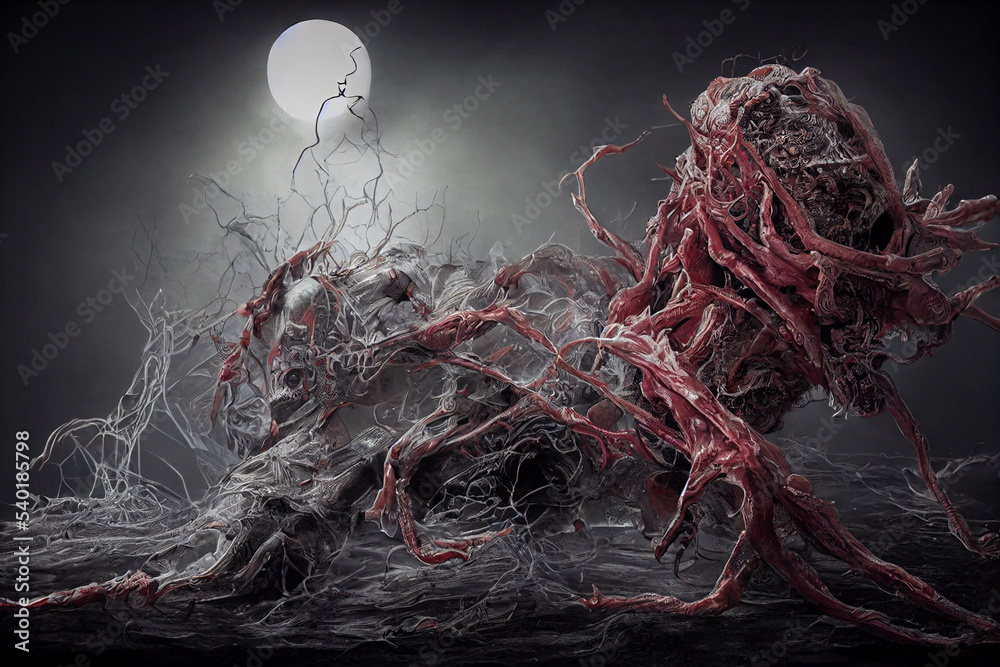 A monstrous monster in human form with all its nerves and muscles ...