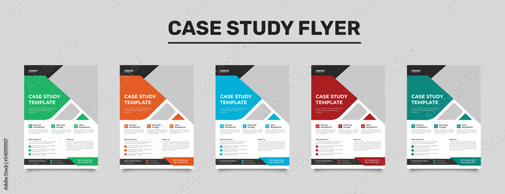 Case study flyer design template bundle. Case study cover poster leaflet design set. flyer ...