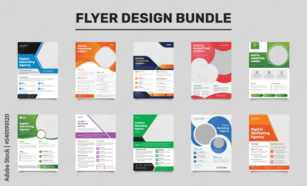Vektorová grafika „Corporate business flyer template design set. a ...