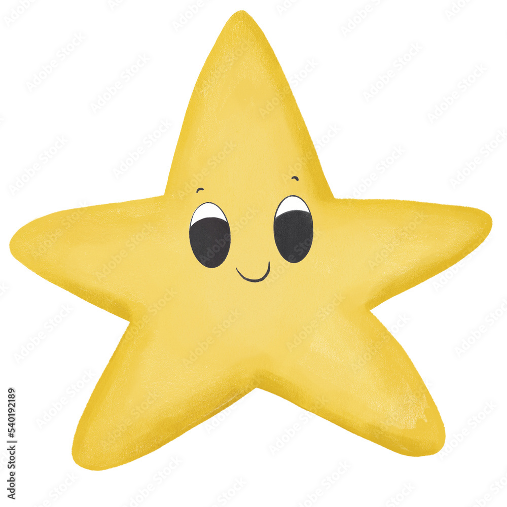 Adorable Childish flat Cute Star Cartoon Clipart Character ...
